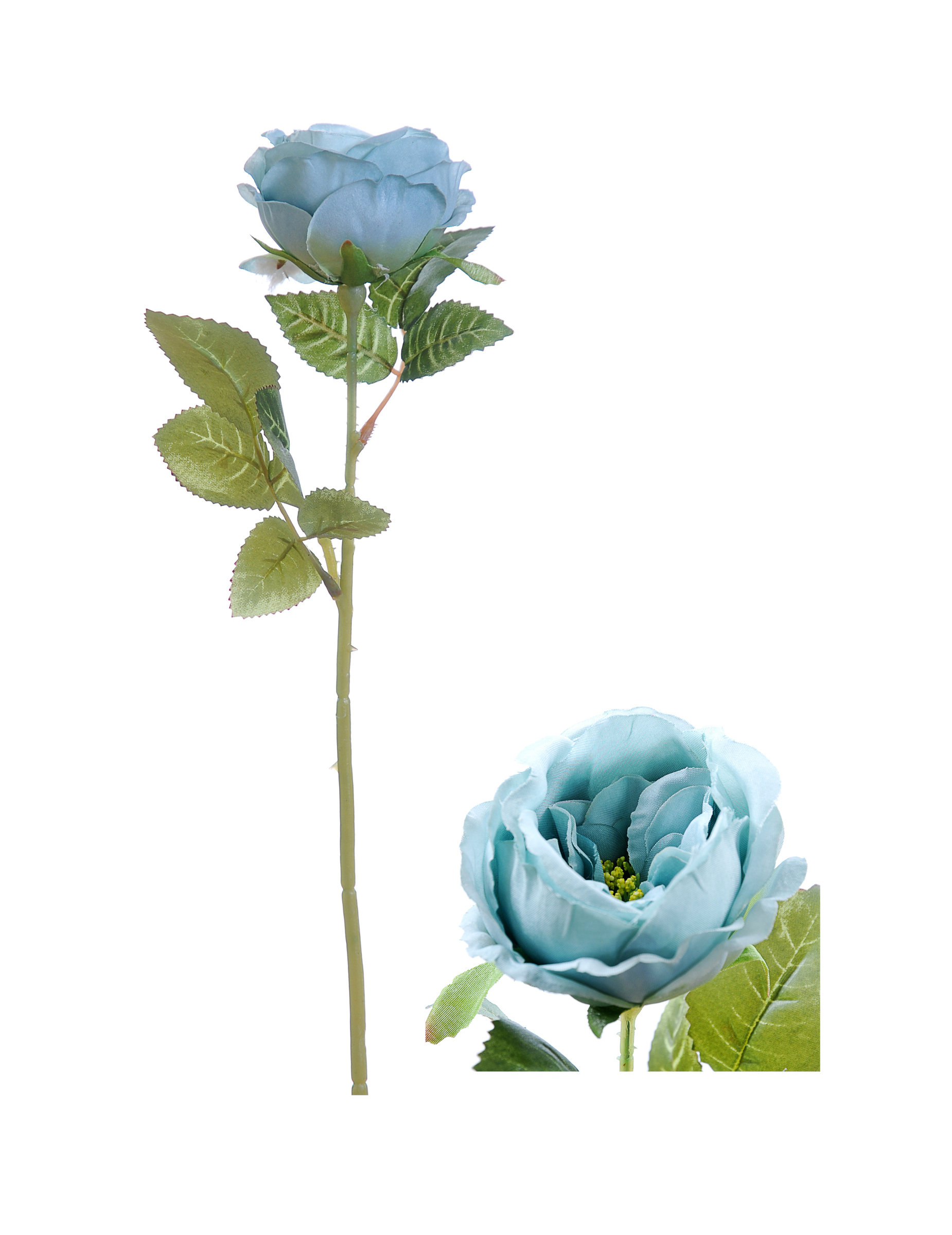 Rosa artificiale con stelo color blu - Vegaooparty