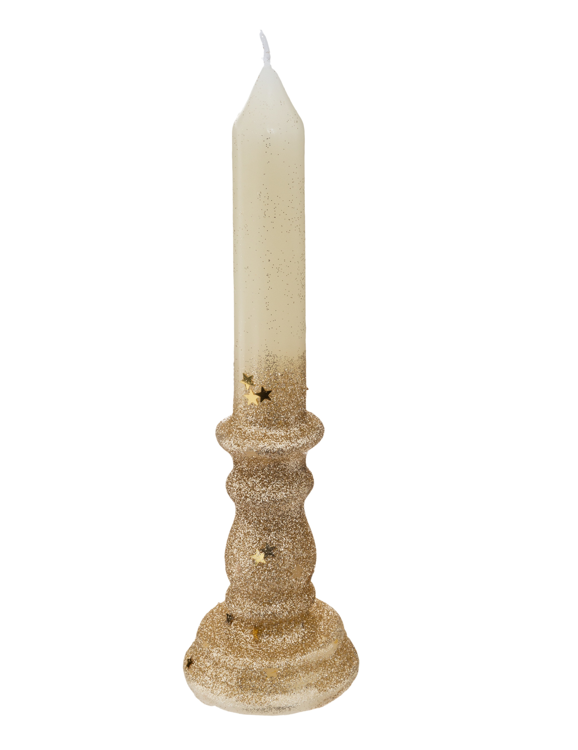 Candela oro e bianca 20 cm - Vegaooparty