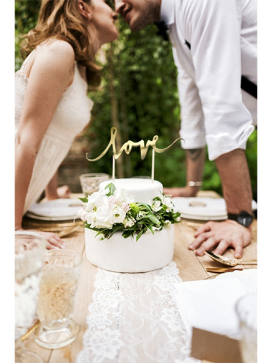 Decorazione per torta Love oro - Vegaooparty